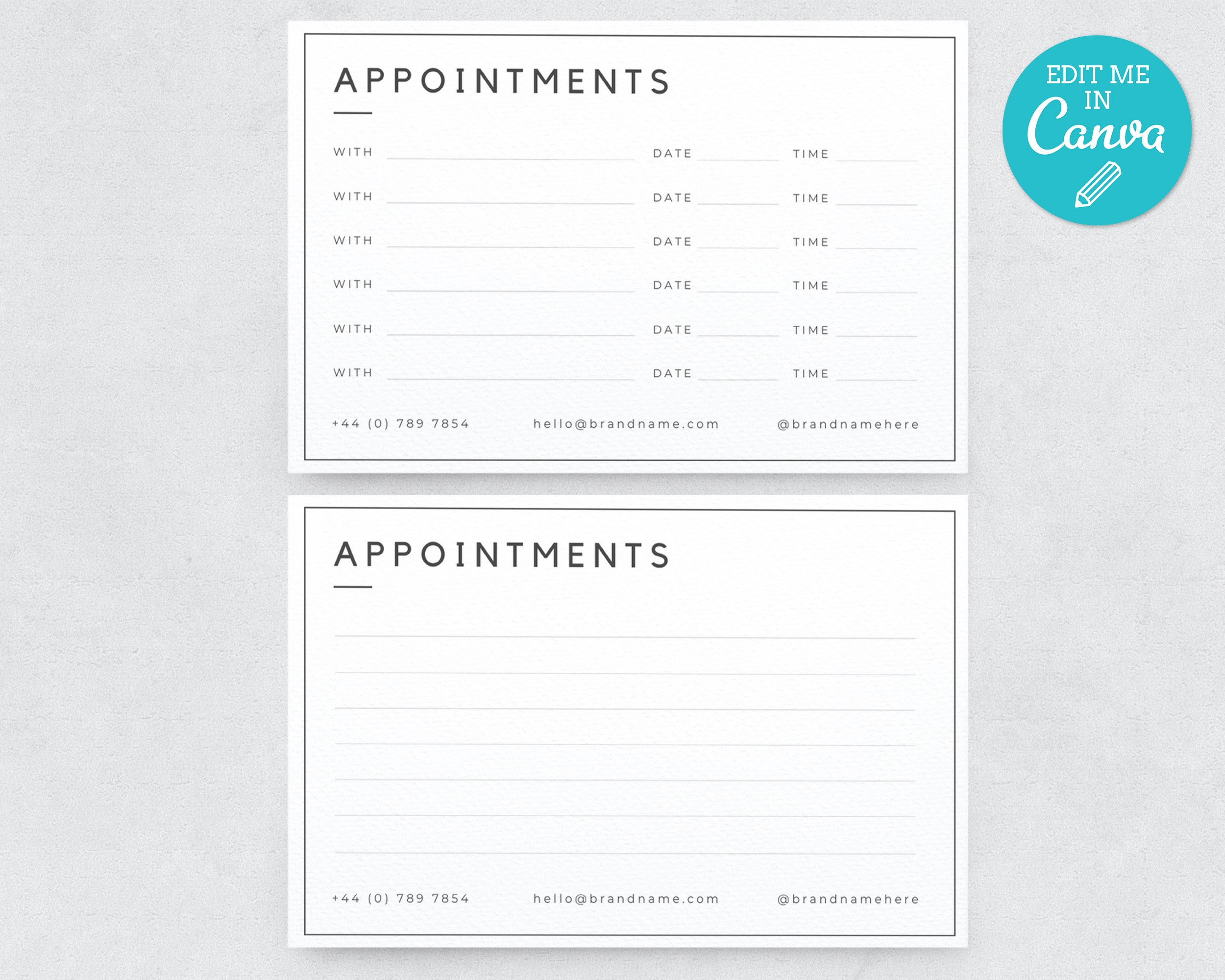 Editable Appointment Card Template / Simple Appointment Card / | Etsy