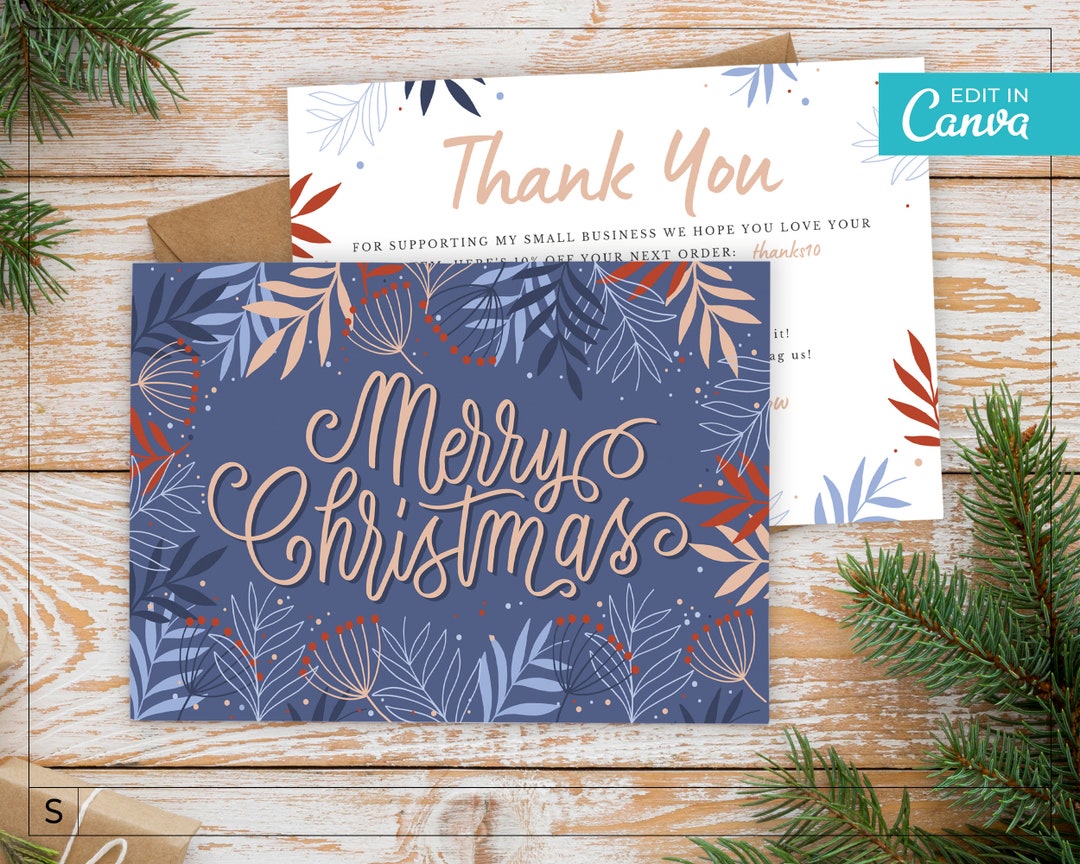 Merry Christmas Thank You Card Template / Editable Canva Thank You Card ...