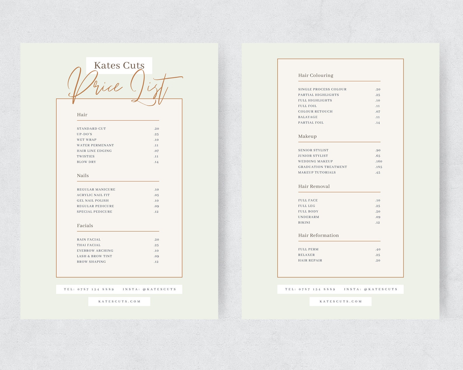 Modern Editable Price List Template / Elegant Minimalist Price - Etsy