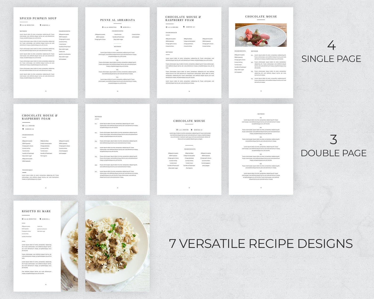 Minimalist Recipe E-book Template / Editable Modern Magazine Template ...