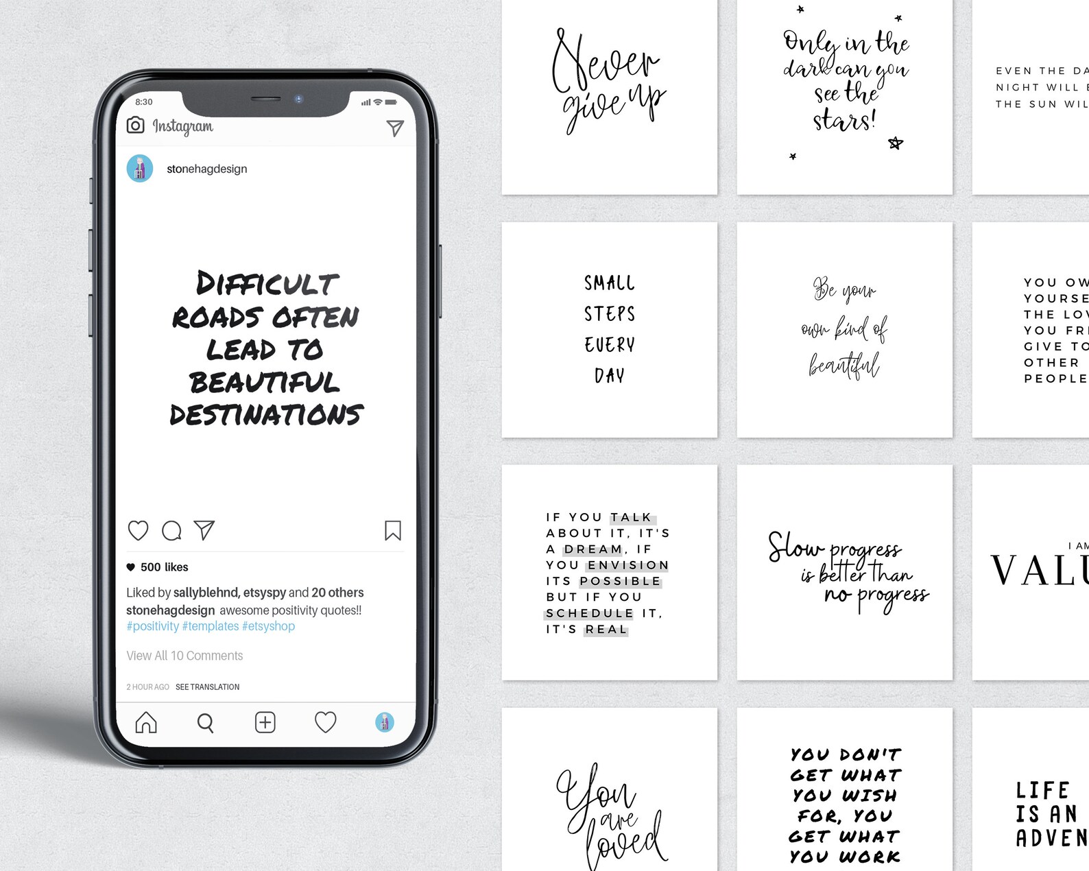 150 Editable Positive Instagram Post Quotes / Inspirational Quotes ...