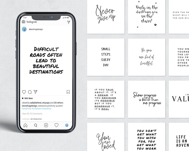 150 Editable Positive Instagram Post Quotes / Inspirational | Etsy