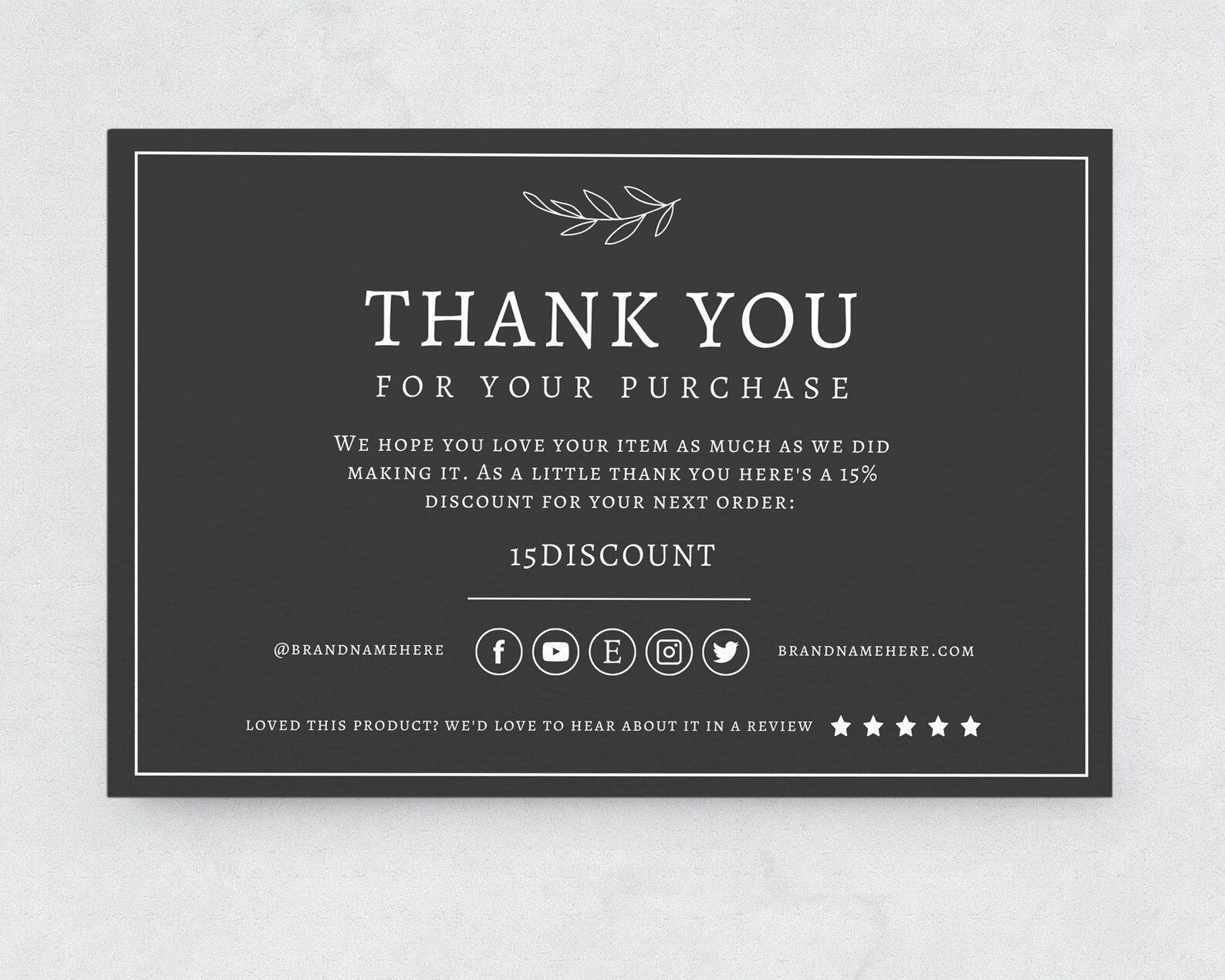 Elegant Thank You for Your Order Card Template / Editable Business ...