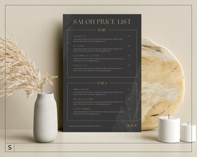 Elegant Price List Template / Gold Price List / Modern Menu - Etsy