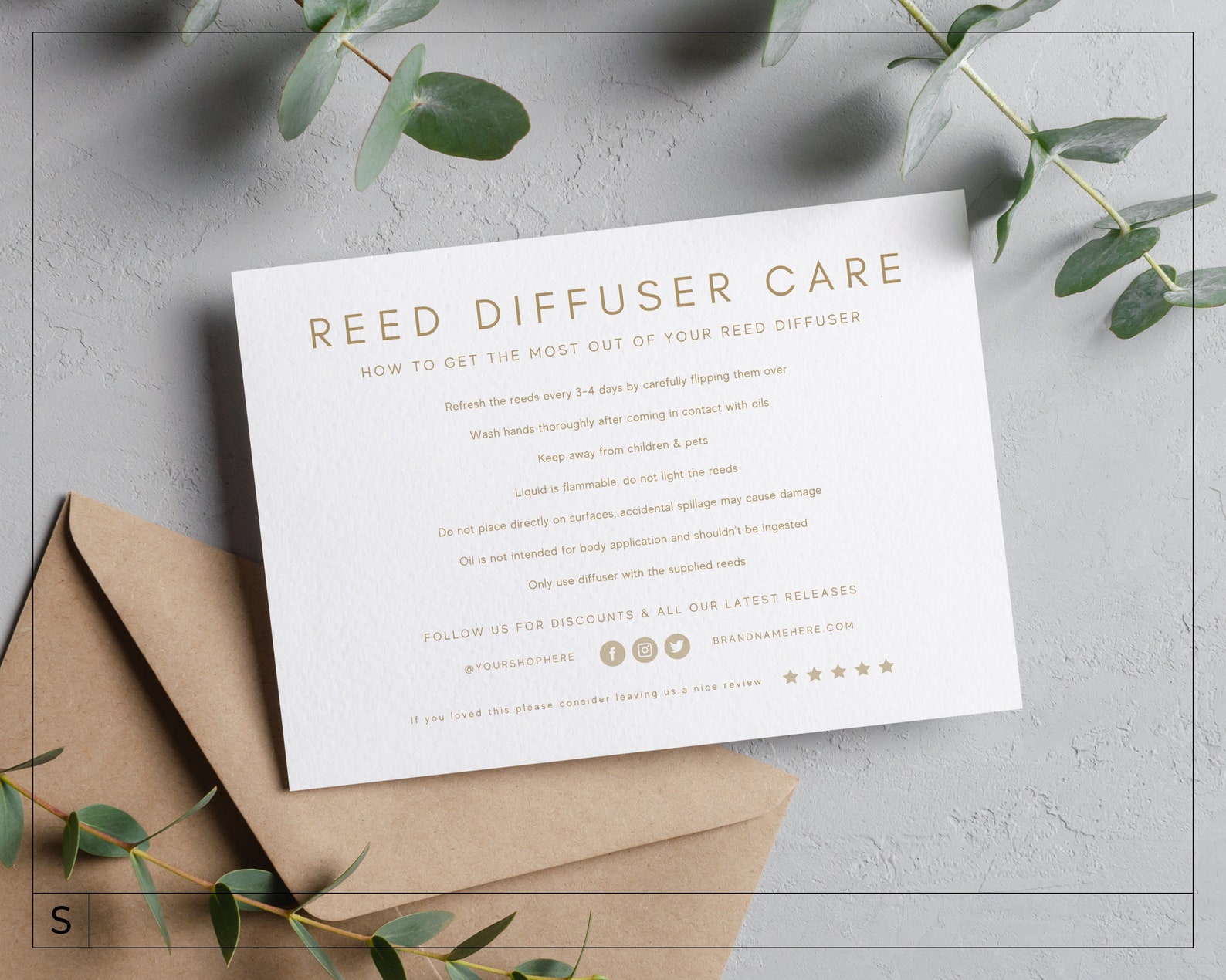 Minimalist Reed Diffuser Care Card Template / Editable - Etsy