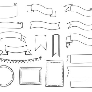 50 Hand Drawn Frames // Doodle Borders // Doodle Banners // Ribbons ...