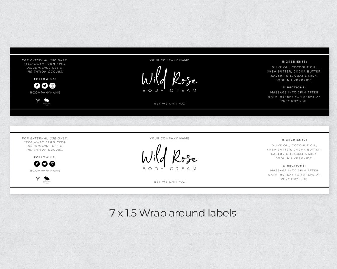 Editable Wrap around label template / Body Product Label | Etsy