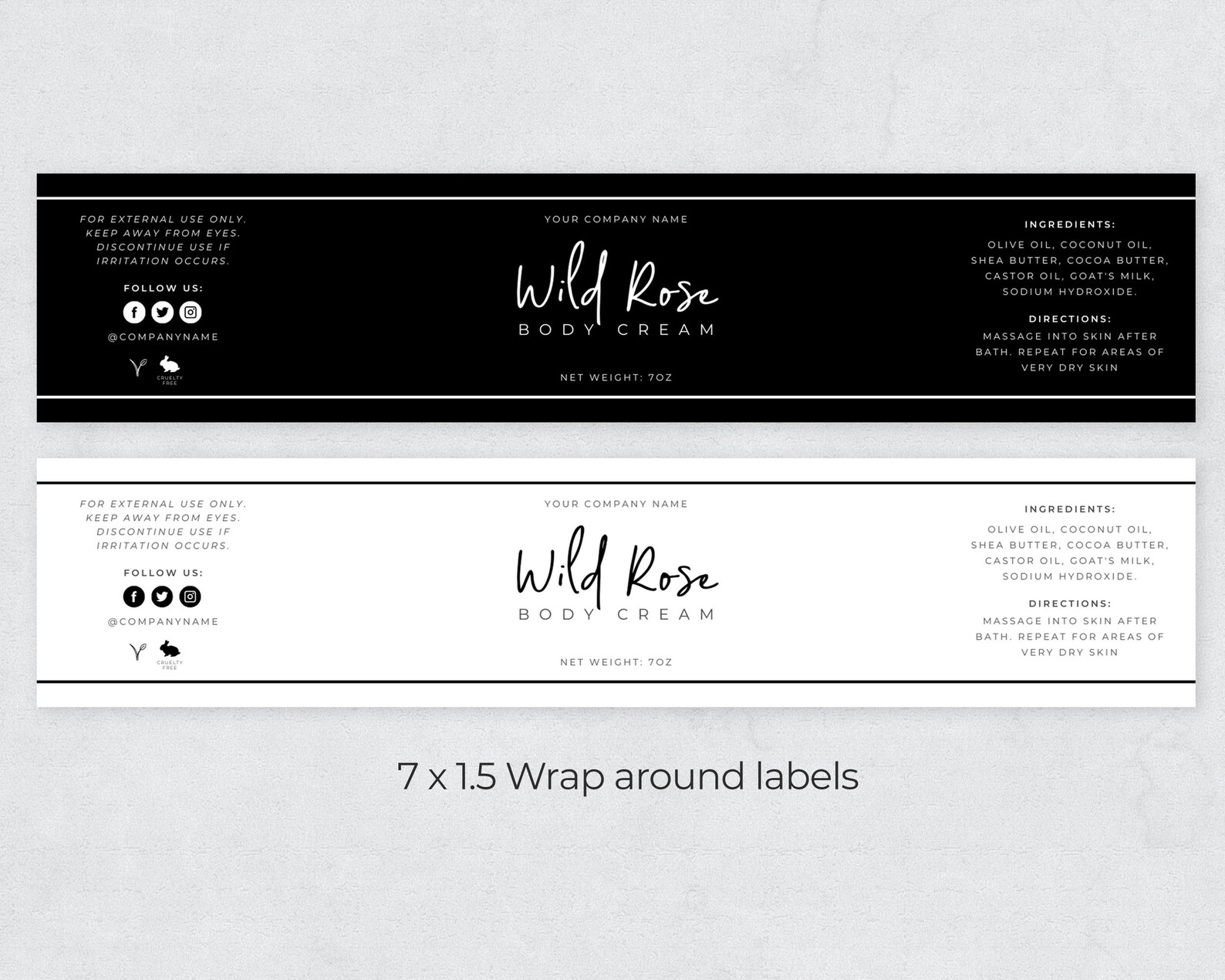 Editable Wrap Around Label Template / Body Product Label | Etsy