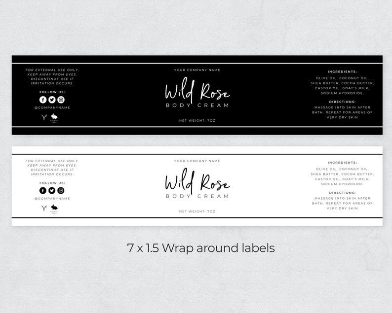 Editable Wrap Around Label Template / Body Product Label | Etsy Australia