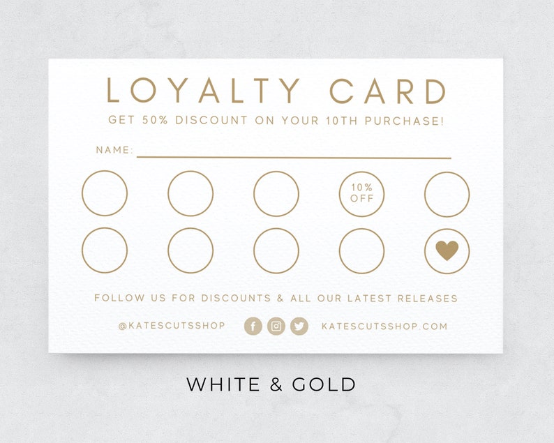 Minimalist Gold Loyalty Card Template / Editable Rewards Card - Etsy