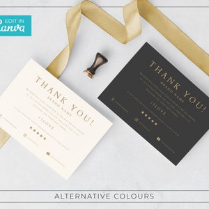 Gold Thank You Card Template Canva / Editable Thankyou Card Template ...