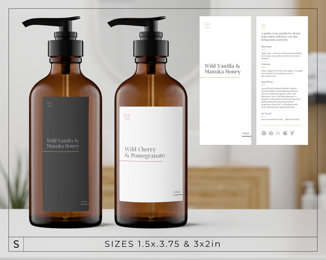 Gold Comestic Bottle Label Template / Miniamalist Hand Lotion - Etsy