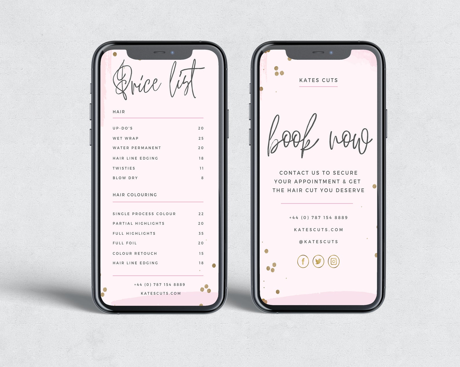 Pink & Gold Price List Template for Instagram / Instagram Price List ...