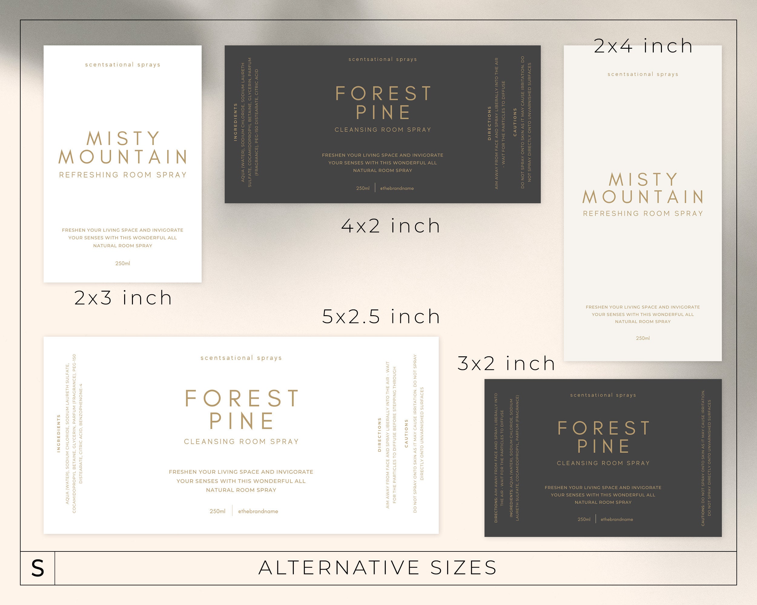 Minimalist Room Spray Bottle Label Template / Gold Fragrance Label ...