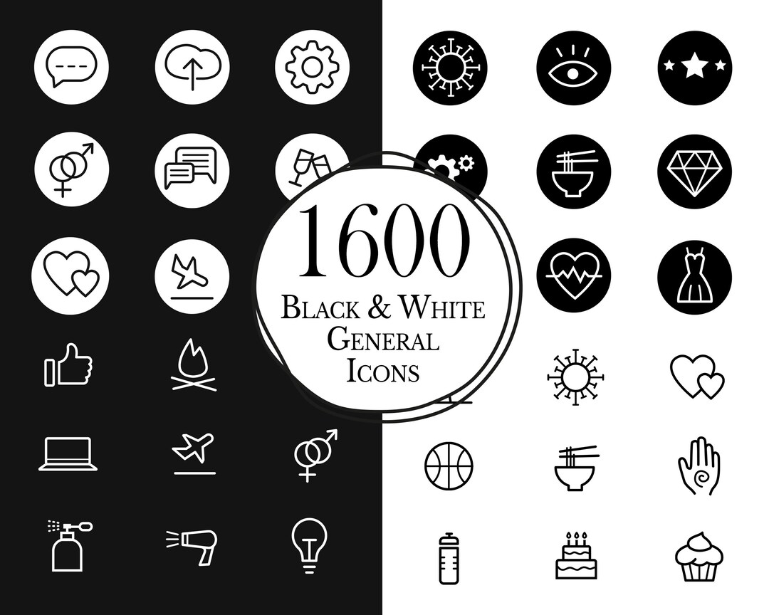 1600 General Icons // Icon Set Transparent PNG // Website Icons // Blog ...