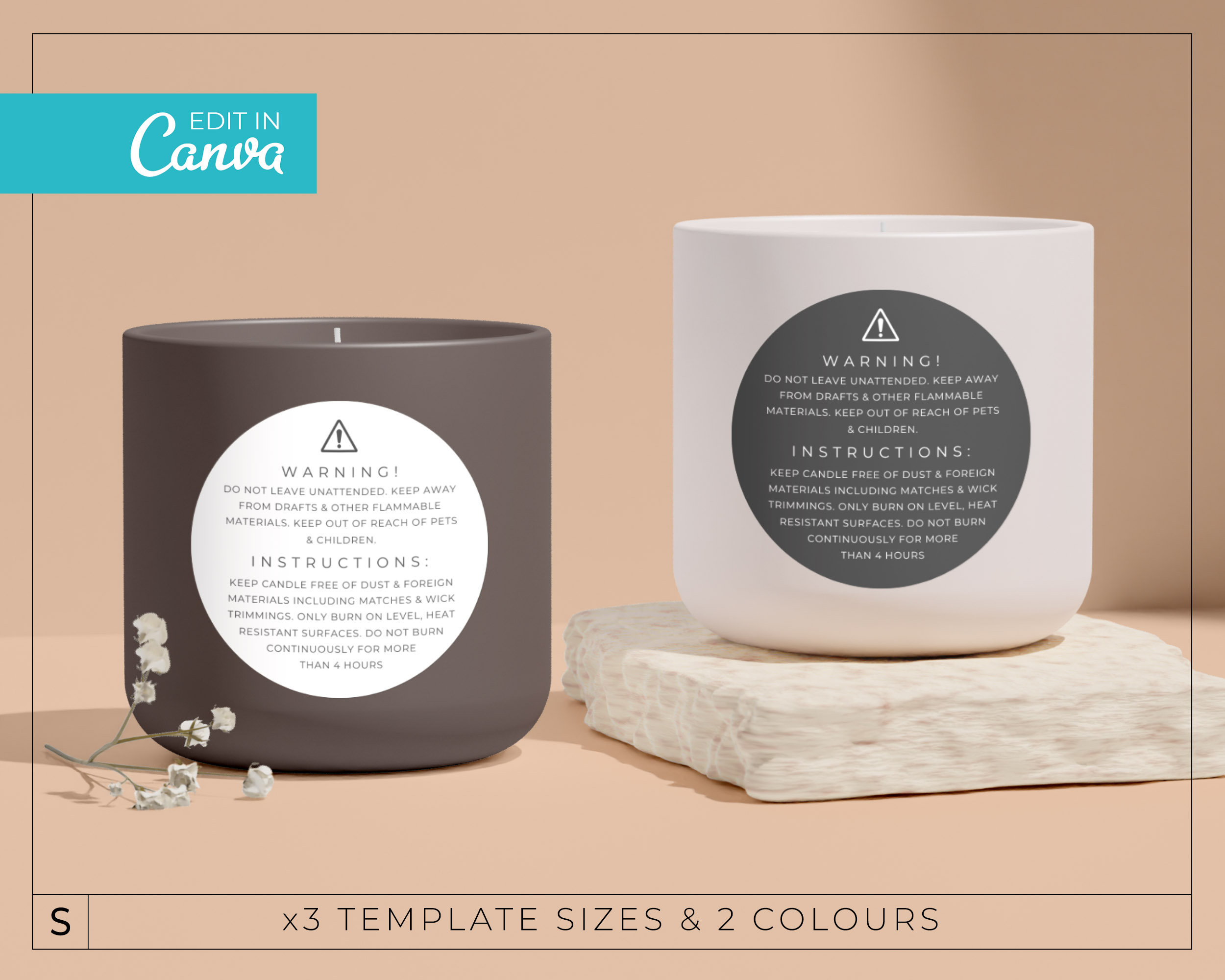Editable Candle Instructions Label Template / Minimalist - Etsy