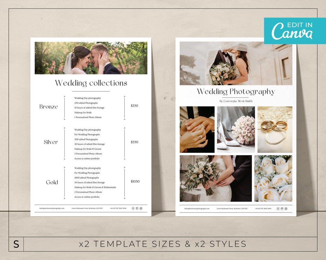 Wedding Price List Template / Photography Price List / Wedding ...