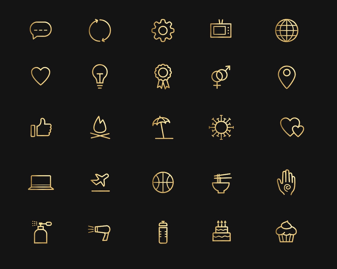 800 Gold Icons // Gold Foil Icons // Website Icons // Blog | Etsy