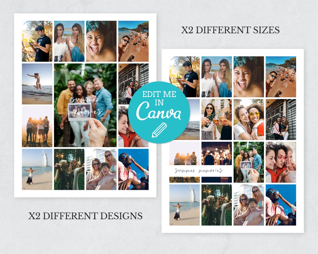 Editable Photo Collage Template / Printable Photo Grid / 8.5" X 11 ...