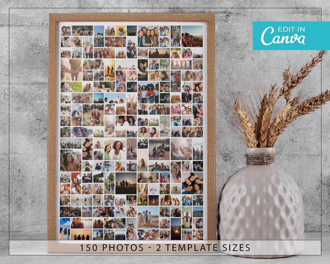 Portrait 150 Photo Collage Template / Editable Photo Collage ...