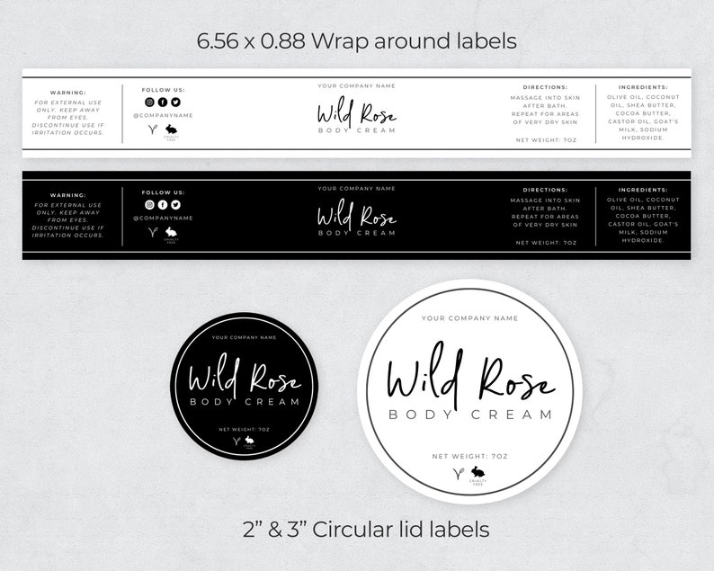 Editable Wrap Around Label Template / Body Product Label | Etsy Australia