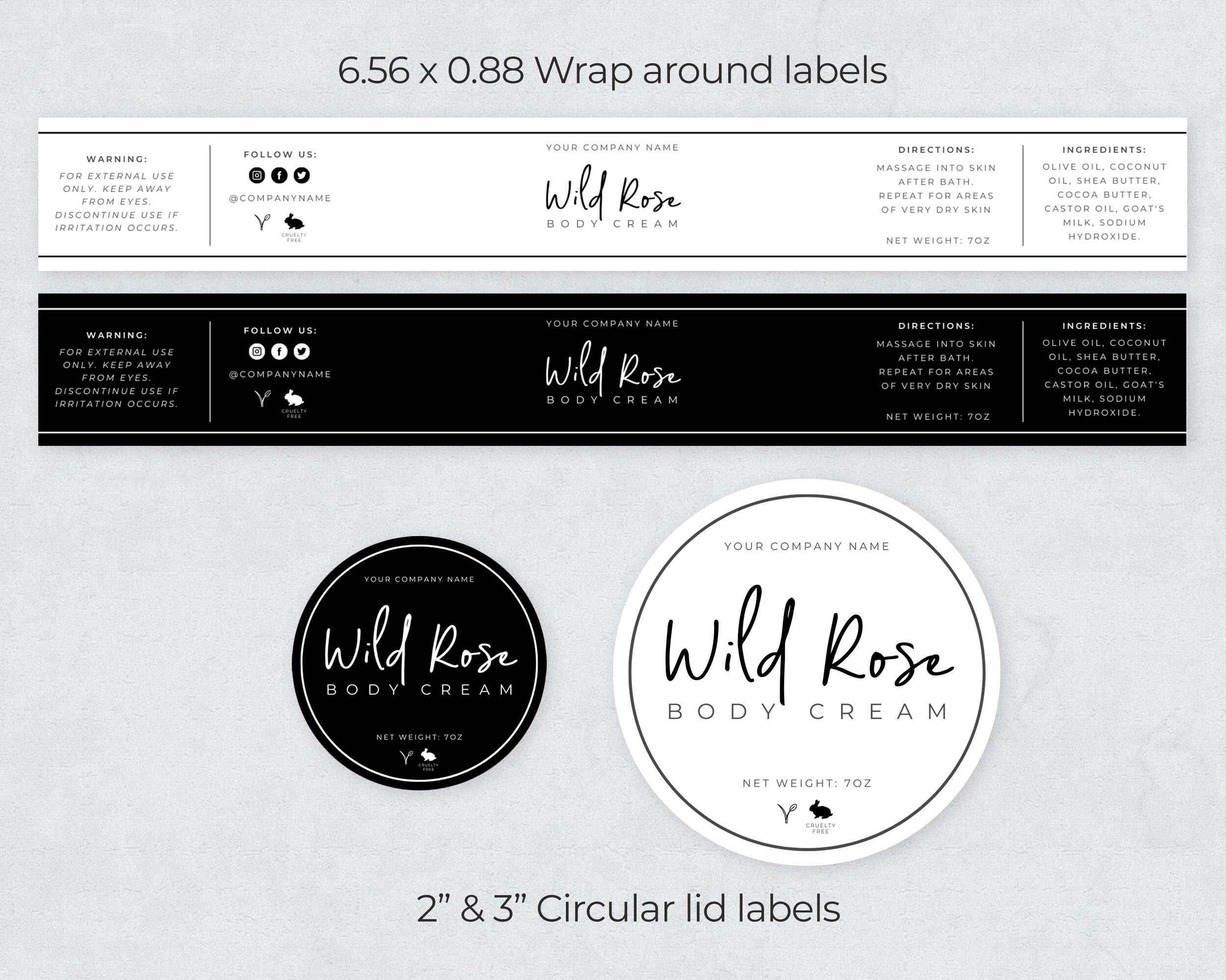 Editable Wrap Around Label Template / Body Product Label - Etsy Australia