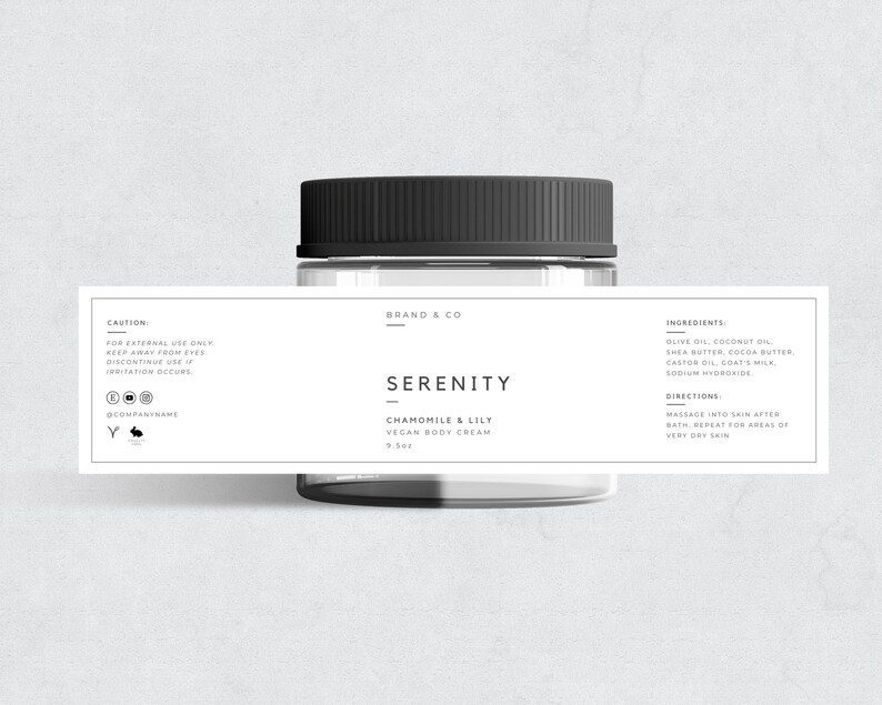 Minimalist Wrap Around Label Template / Editable Product Label Template ...