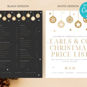 Christmas Price List Template / Editable Gold Holiday Menu & Pricing ...