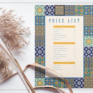Moroccan Price List Template / Arabic Price List Template ...