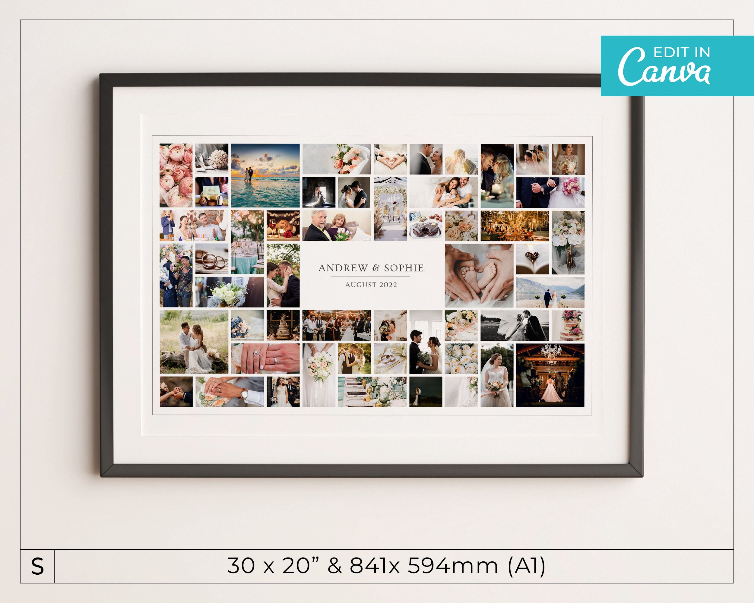 Editable Photo Collage Template / Horiztonal Photo Grid / Photograph ...