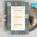 Moroccan Price List Template / Arabic Price List Template ...