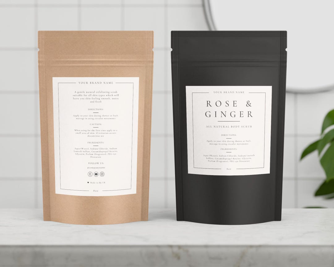Minimalist Pouch Label Template / Editable Tea Pouch Labels / Cosmetic ...