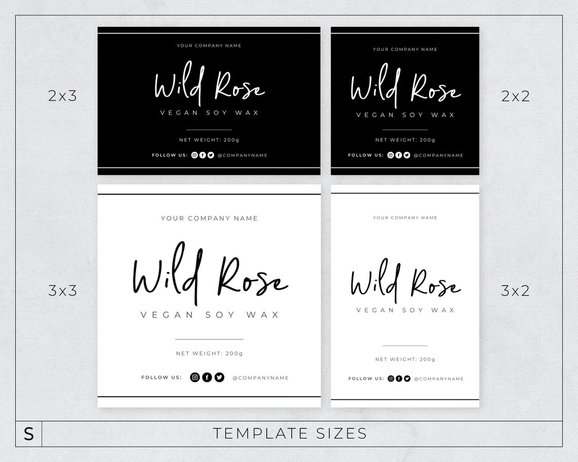 Simple Candle Label Template / Editable Candle Labels / - Etsy