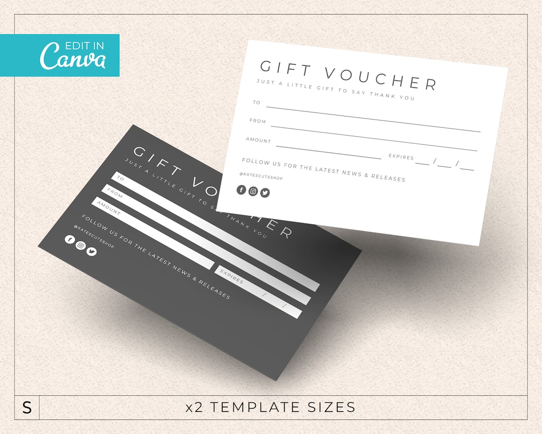 Simple Gift Voucher Template / Minimalist Editable Gift Card Template ...