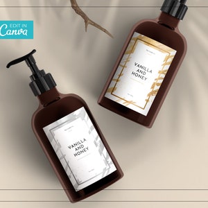 Gold Comestic Bottle Label Template / Modern Hand Lotion Label Template ...