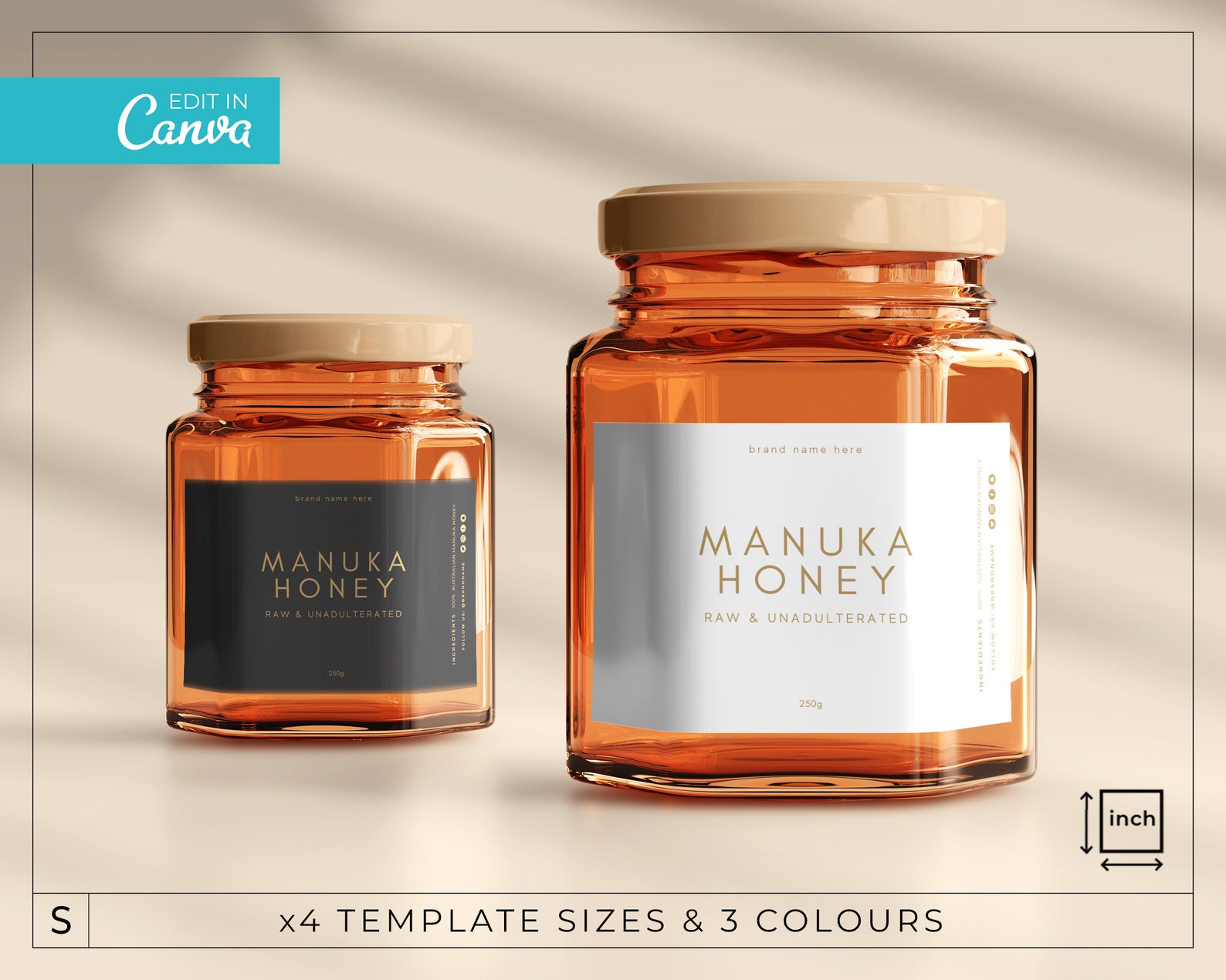 Gold Jar Label Template / Modern Label Template / Food Jar - Etsy