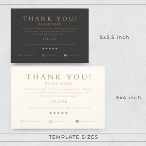 Gold Thank You Card Template Canva / Editable Thankyou Card Template ...