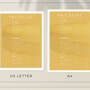 Gold Price List Template / Modern Minimalist Price List Template ...