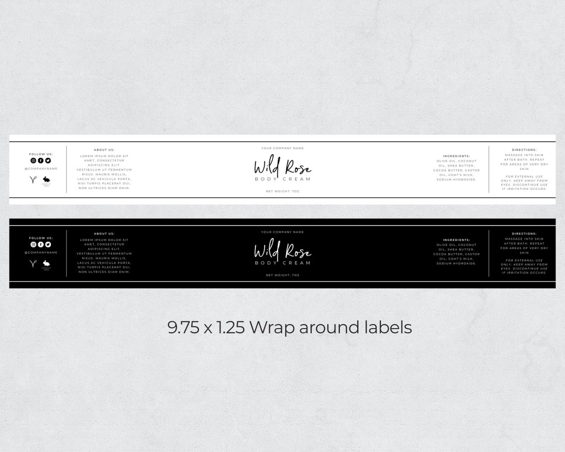 Editable Wrap around label template / Body Product Label | Etsy