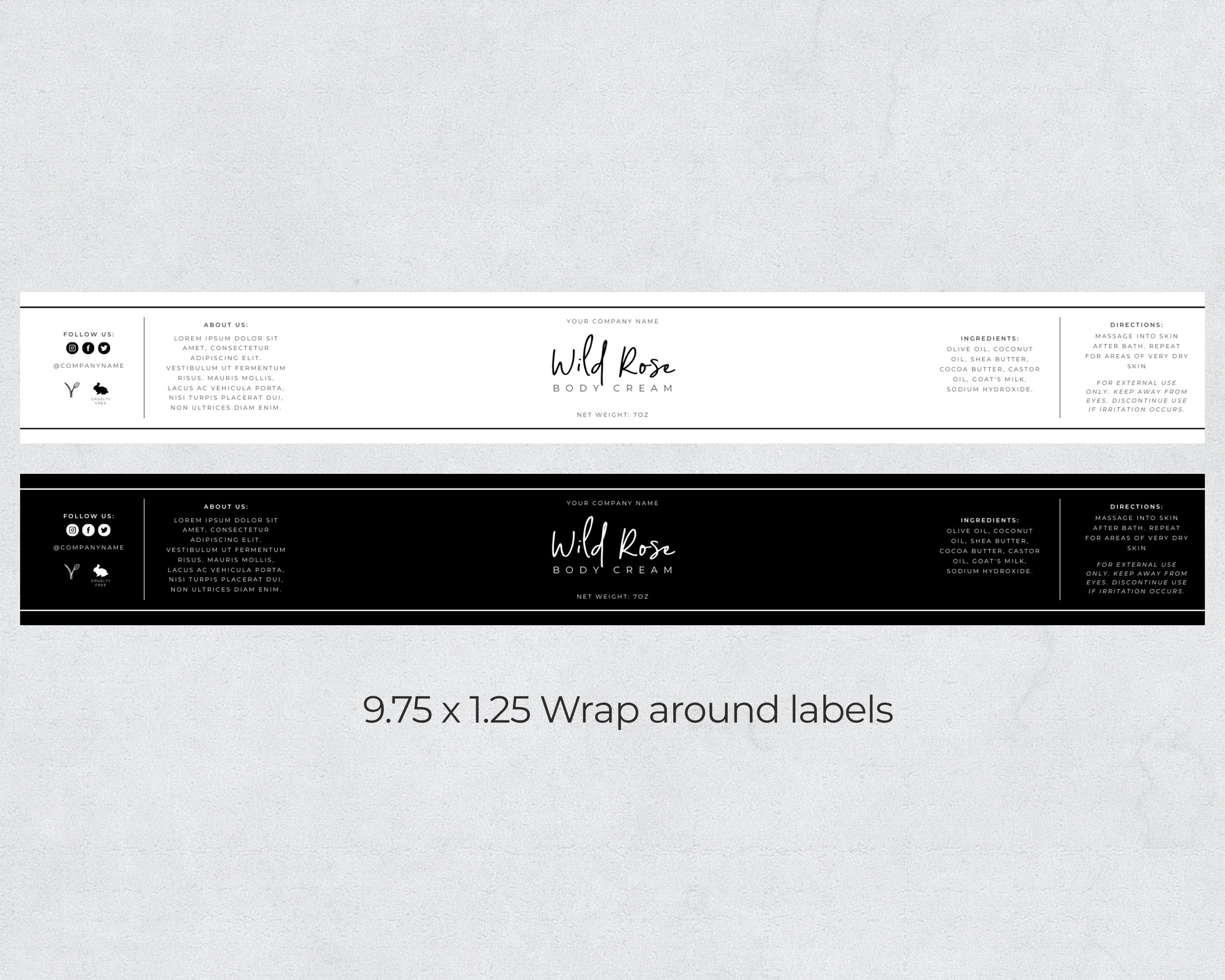 Editable Wrap Around Label Template / Body Product Label - Etsy Australia