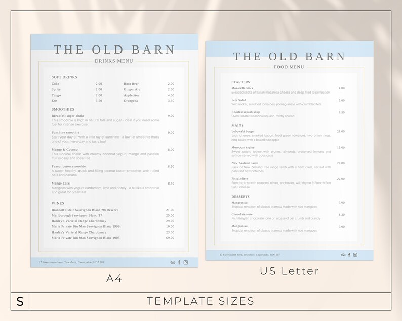 Editable Menu Template / Modern Price List Template / Minimalist ...