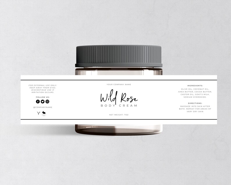 Editable Wrap Around Label Template / Body Product Label | Etsy Australia