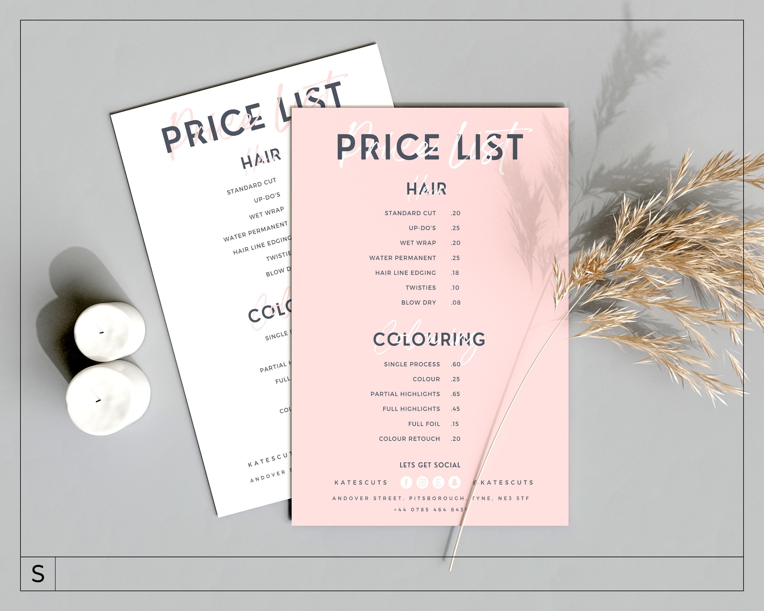 Editable Price List Template / Modern Pink & Black Price List ...