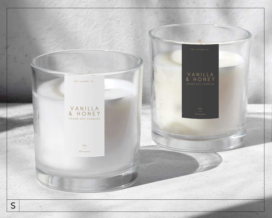 Thin Candle Label Template / Gold Minimalist Candle Labels / Modern ...
