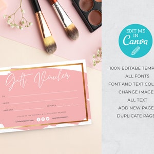 Gold Gift Card Template / Minimalist Editable Gift Voucher Template ...