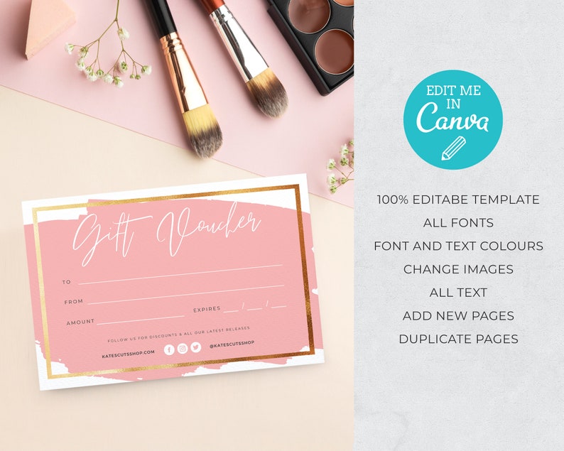 Gold Gift Card Template / Minimalist Editable Gift Voucher | Etsy