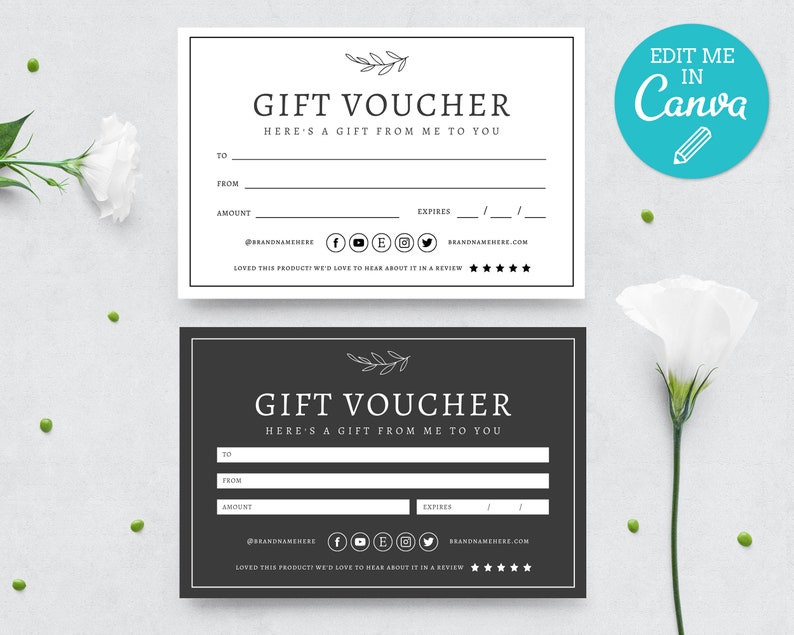 Elegant Gift Card Template / Editable Gift Voucher Template / - Etsy