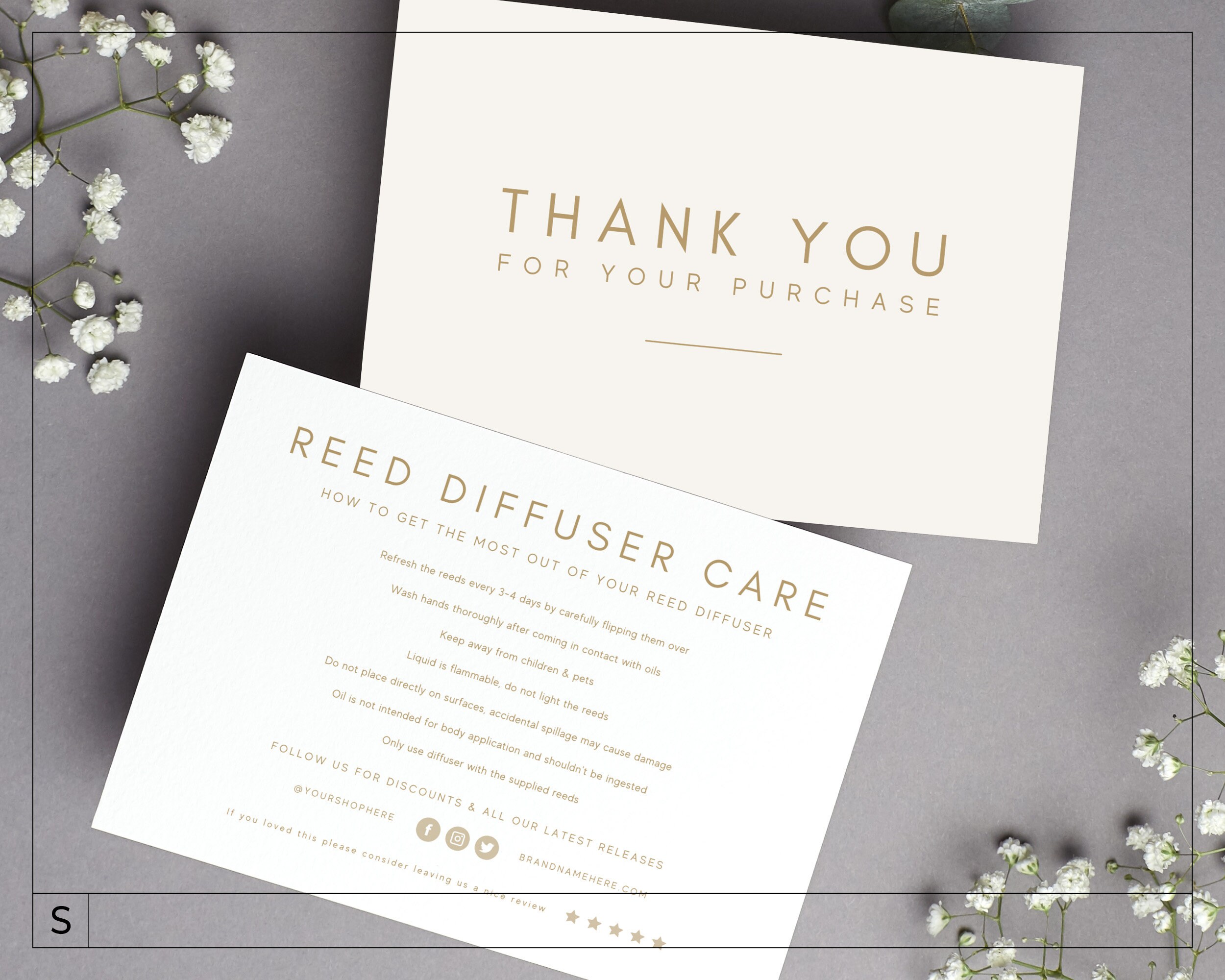 Minimalist Reed Diffuser Care Card Template / Editable Diffuser ...
