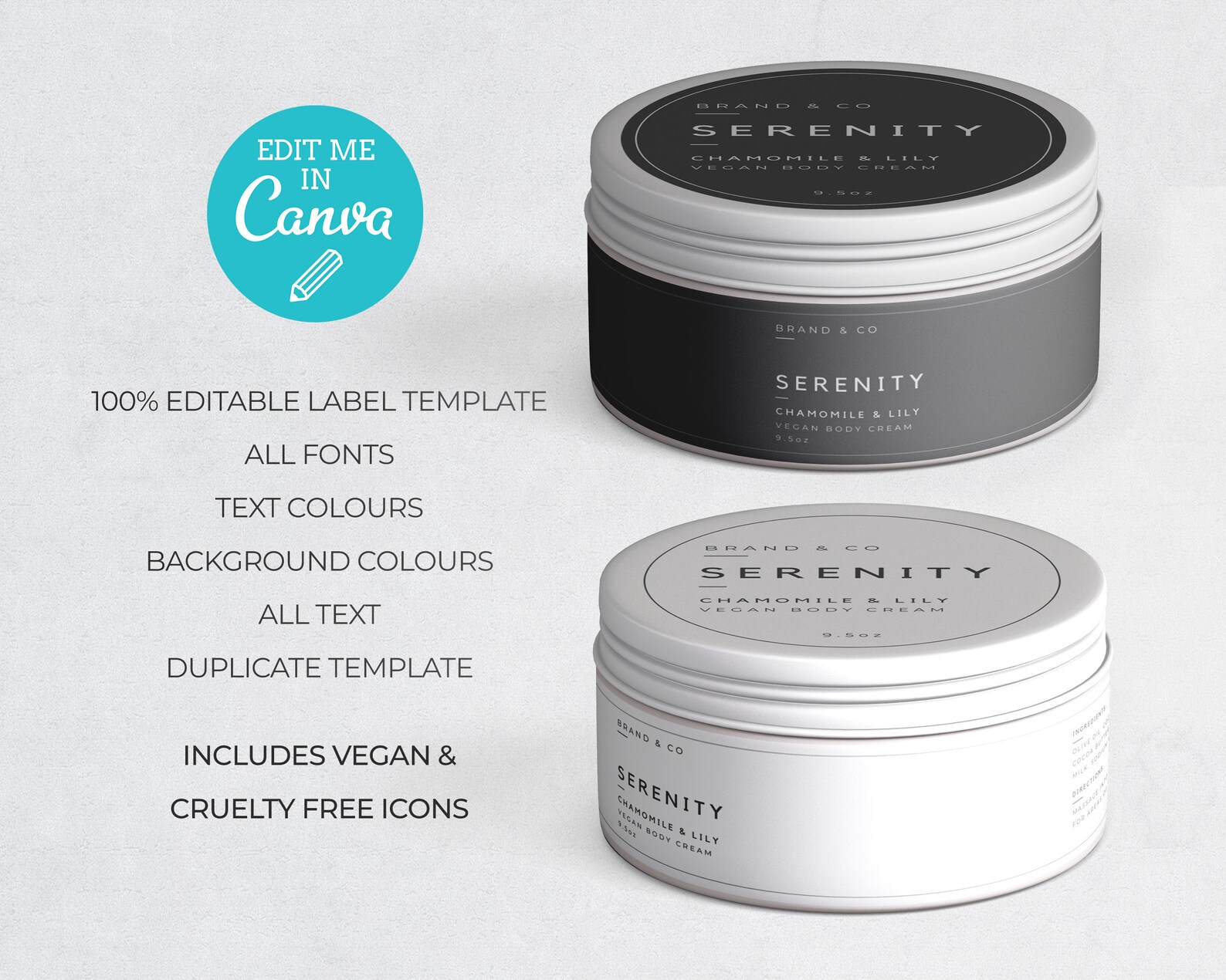 Minimalist Wrap Around Label Template / Editable Product Label - Etsy