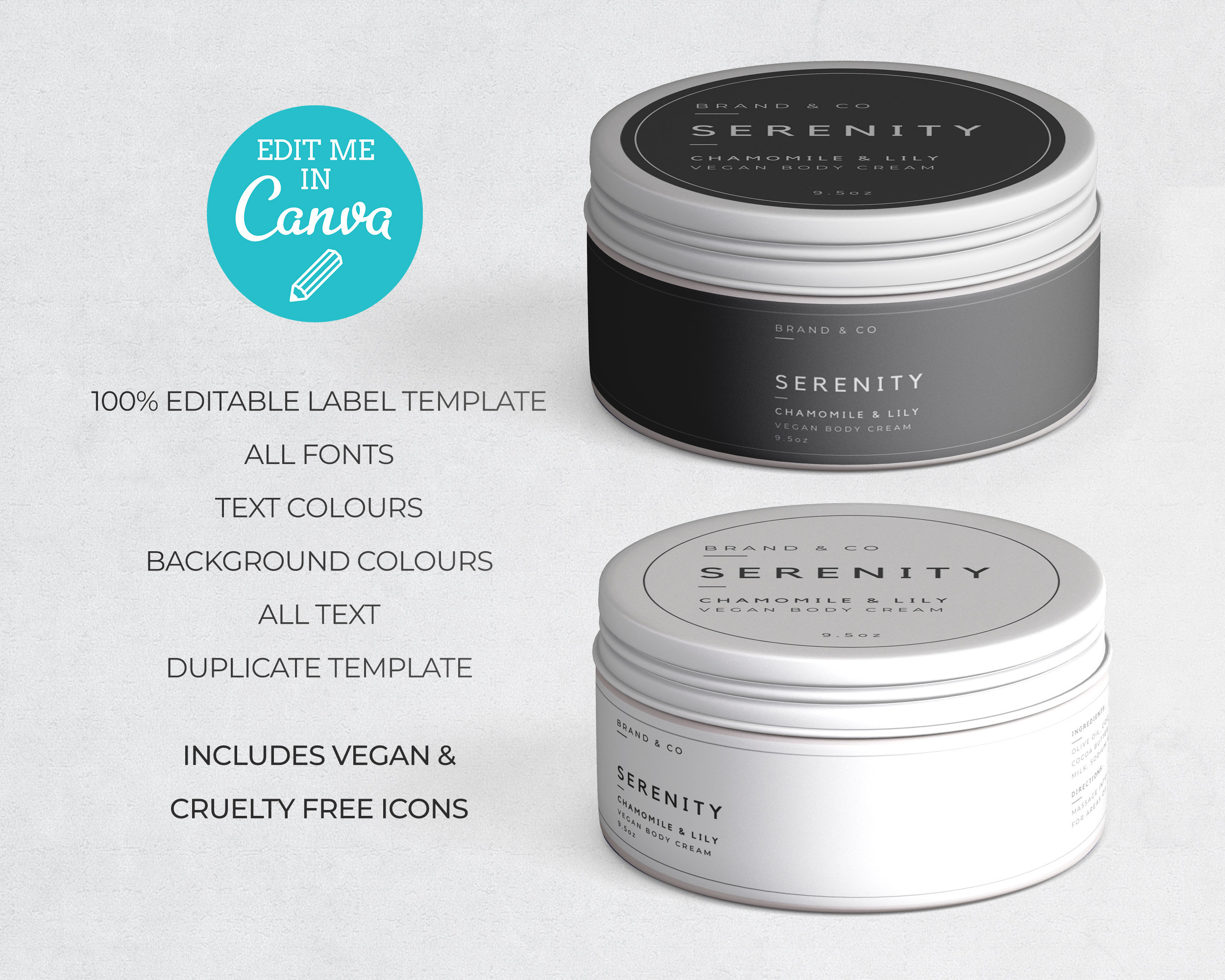 Minimalist Wrap Around Label Template / Editable Product Label | Etsy ...